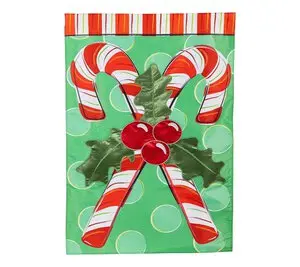 EVERGREEN Candy Cane Christmas Applique House F Lag - One-color