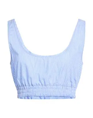 MODES Striped Woven Crop Top - Azure