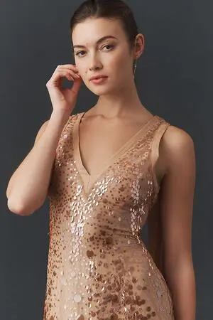 Bhldn Bella Sequined Plunged Midi Dress