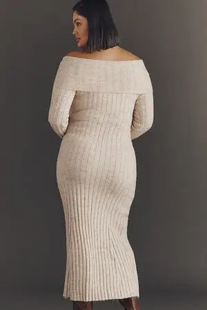 Glamorous Off-shoulder Knit Midi Dress