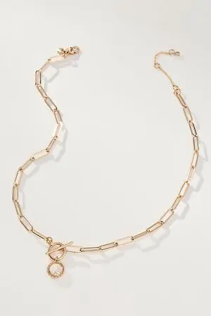 Anthropologie Stone Pendant Necklace - Gold