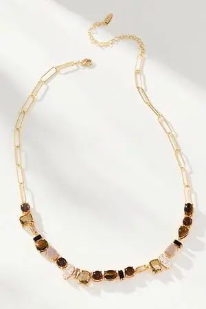 Anthropologie Gem Paperclip Necklace - Dark Brown