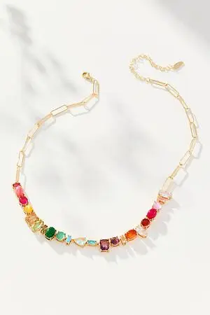Anthropologie Gem Paperclip Necklace - Multi