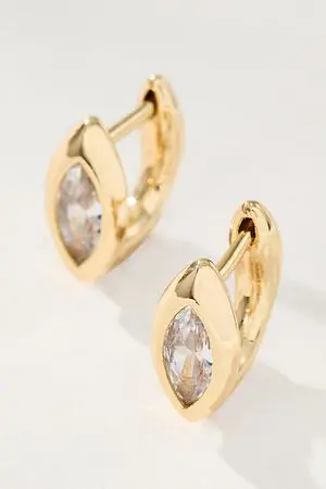 Anthropologie Bezel Huggie Earrings - Gold