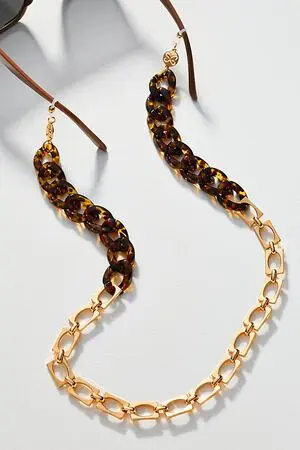 Anthropologie Acrylic Eyewear Chain - Gold Chunky Tort