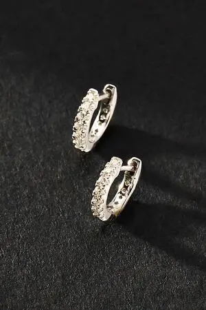FINE DIAMONDS BY ANTHROPOLOGIE Diamond Hoop Earrings - Silver