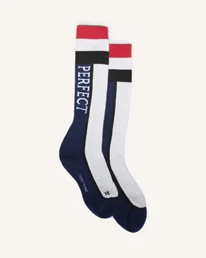 Perfect Moment Merino Wool Ski Socks - Navy-white-red