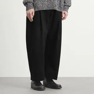 Studio Nicholson Sorte Pleated Cotton Pants - Black