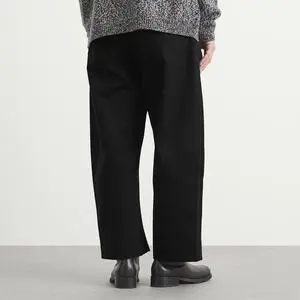 Studio Nicholson Sorte Pleated Cotton Pants - Black