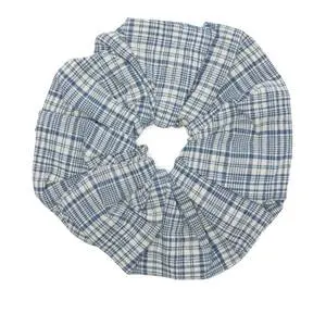 STORY MFG. Hand Woven Scrunchie - Indigo Check