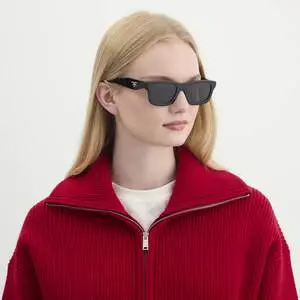 Prada Geometric Frame Sunglasses - Black/dark Grey