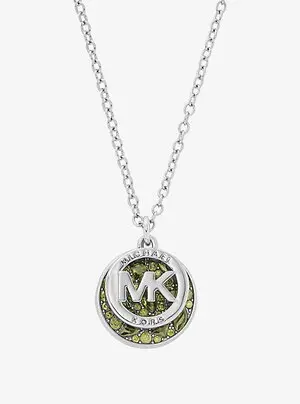 Michael Kors Pavé Logo Necklace - Silver
