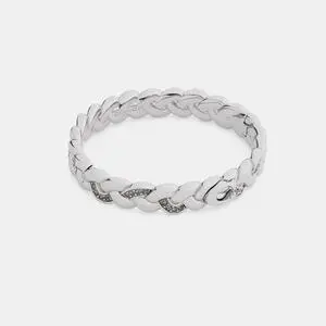 COACH® Braided Signature Hinged Bangle - Silver