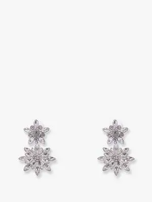 SELF-PORTRAIT Double Flower Earrings - Silver