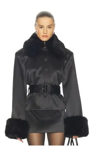 CAMILA COELHO Julieta Jacket With Faux Fur Trim