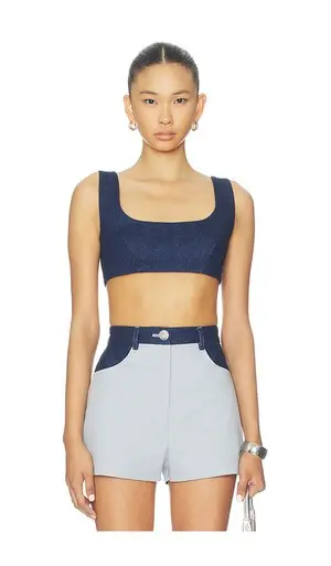 Matthew Bruch Tie Back Crop Top - Blue