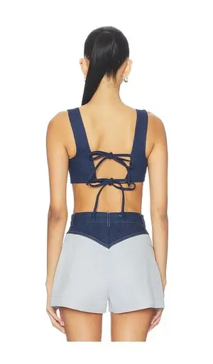 Matthew Bruch Tie Back Crop Top - Blue