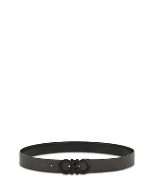 FERRAGAMO Gancini Reversible Leather Belt Dark Rain
