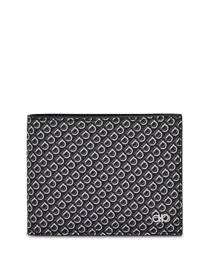 FERRAGAMO Gancini Printed Bifold Wallet - Nero