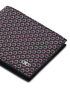 FERRAGAMO Gancini Printed Bifold Wallet - Nero