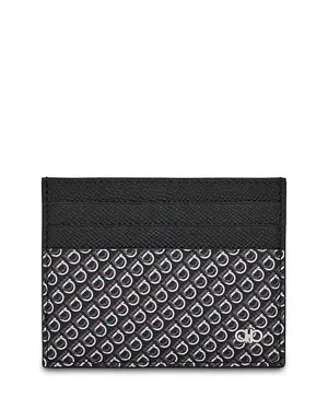 FERRAGAMO Gancini Printed Card Holder - Nero