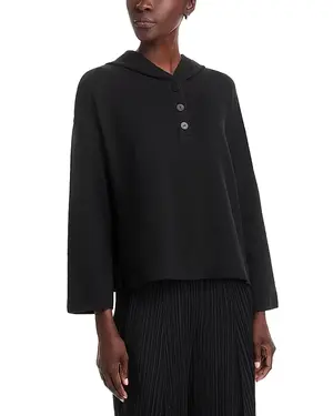 Eileen Fisher Waffle Double Knit Hooded Top