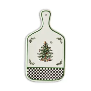SPODE Christmas Tree Black & White Serving Board, 13.5 - Green