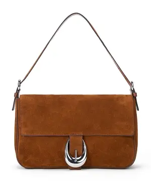 Staud Harlow Medium Suede Shoulder Bag - Tabacco