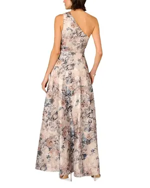 Aidan Mattox Printed Jacquard Long Gown