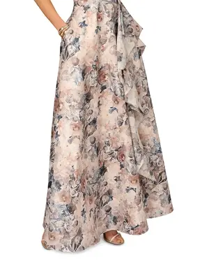 Aidan Mattox Printed Jacquard Long Gown