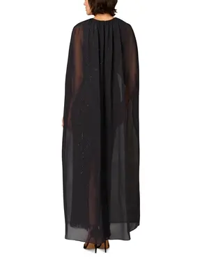 Aidan Mattox Beaded Cape Long Gown