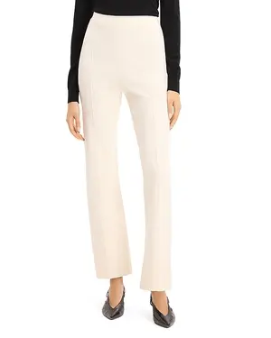 Theory Kick Flare Compact Crepe Trousers - Ivory