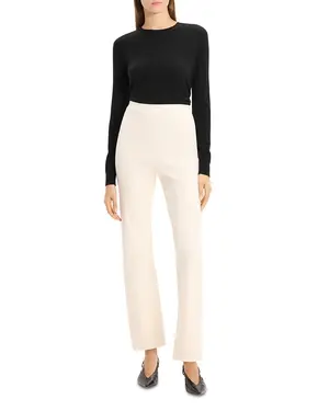 Theory Kick Flare Compact Crepe Trousers - Ivory
