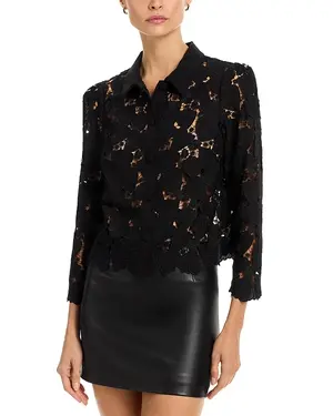 MILLY June Embroidered Lace Shirt