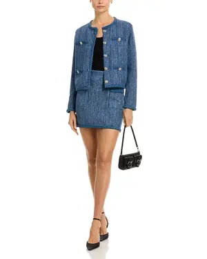 MILLY Soleil Pinstriped Skirt - Blue Multi