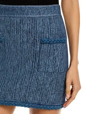 MILLY Soleil Pinstriped Skirt - Blue Multi