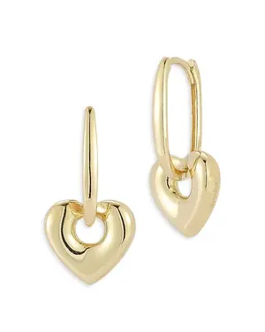 Bloomingdale'S 14k Yellow Puffed Heart Drop Earrings - Gold