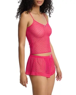 SKARLETT BLUE Heart Breaker Sheer Cami - Neon Fuschia