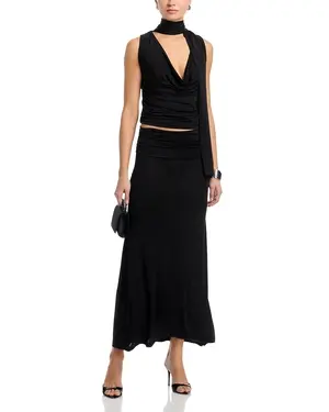 AYA MUSE Feyra Skirt Maxi Length, Ruched Waist - Black
