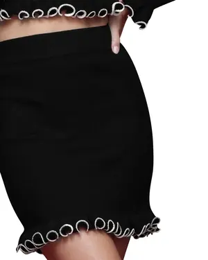 Avec Les Filles Curl Trim Mini Skirt