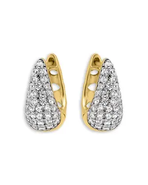 Aqua Cubic Zirconia Huggie Hoop Earrings - Two Tone