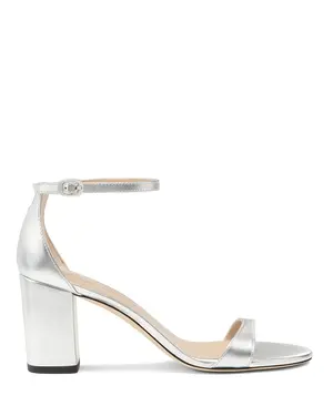 STUART WEITZMAN Nudist Block 75 Sandals - Silver