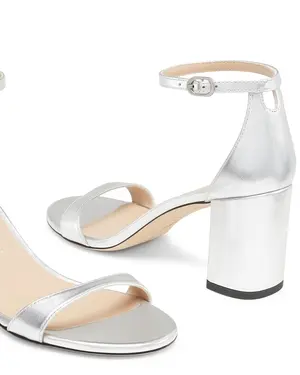 STUART WEITZMAN Nudist Block 75 Sandals - Silver