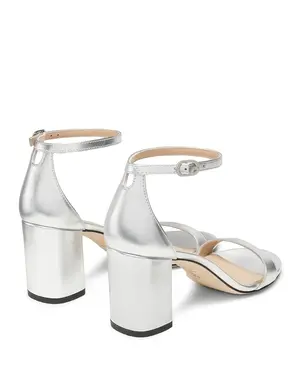 STUART WEITZMAN Nudist Block 75 Sandals - Silver