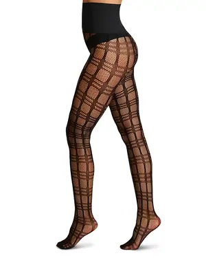 Commando Plaid Net Tights - Black
