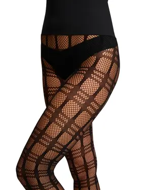 Commando Plaid Net Tights - Black