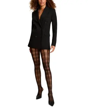 Commando Plaid Net Tights - Black