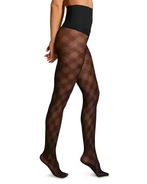 Commando Check Plaid Sheer Tights - Black