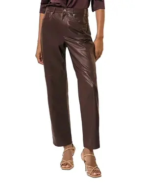 REISS Slim Leg Leather Trousers