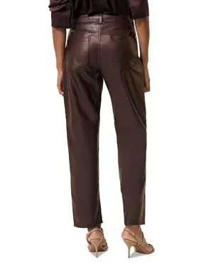 REISS Slim Leg Leather Trousers